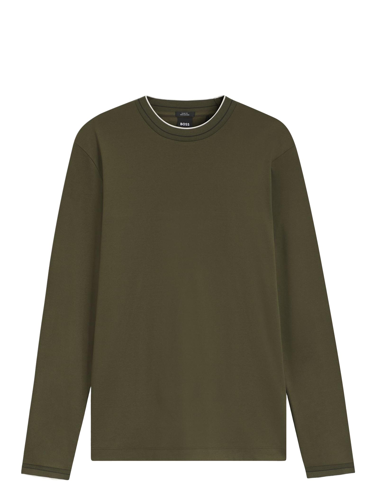 BOSS long-sleeved t-shirt in mercerized cotton with contrast trim